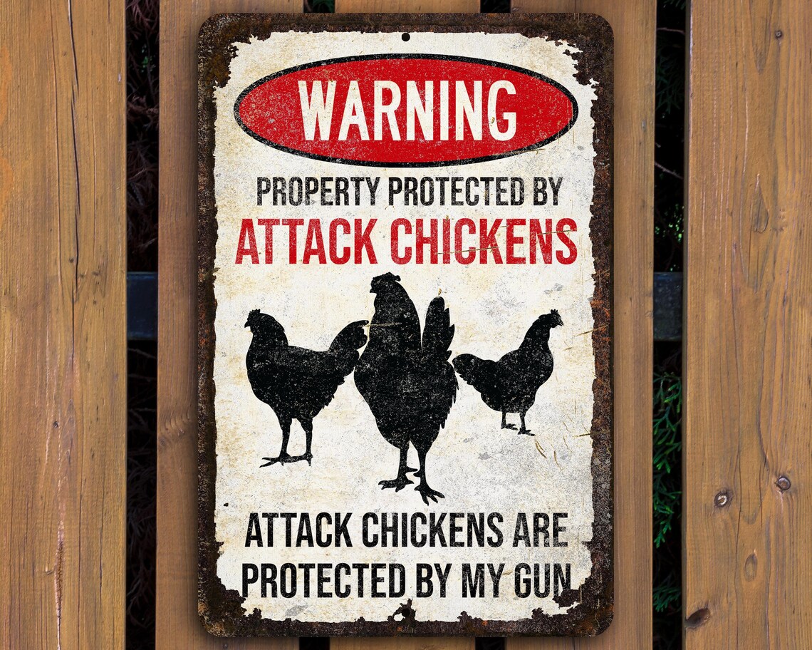Chicken Coop Sign Attack Chicken Sign Guard Chickens on - Etsy