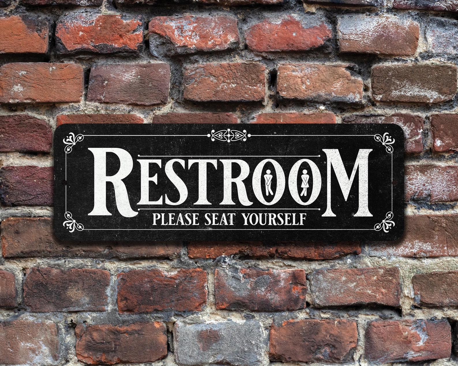 Restroom Sign Vintage Design | Etsy