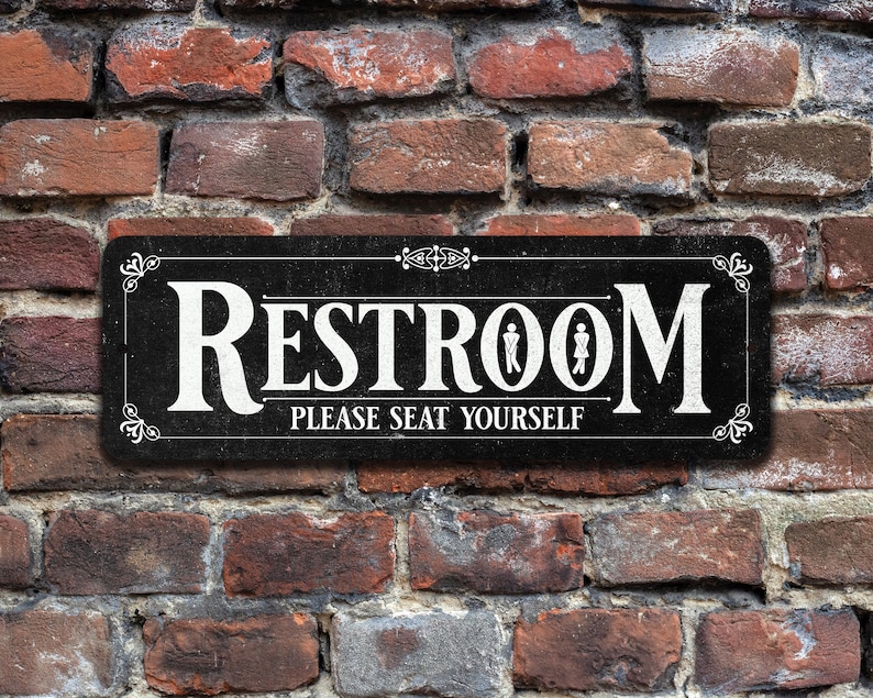 Restroom Sign Vintage Design | Etsy