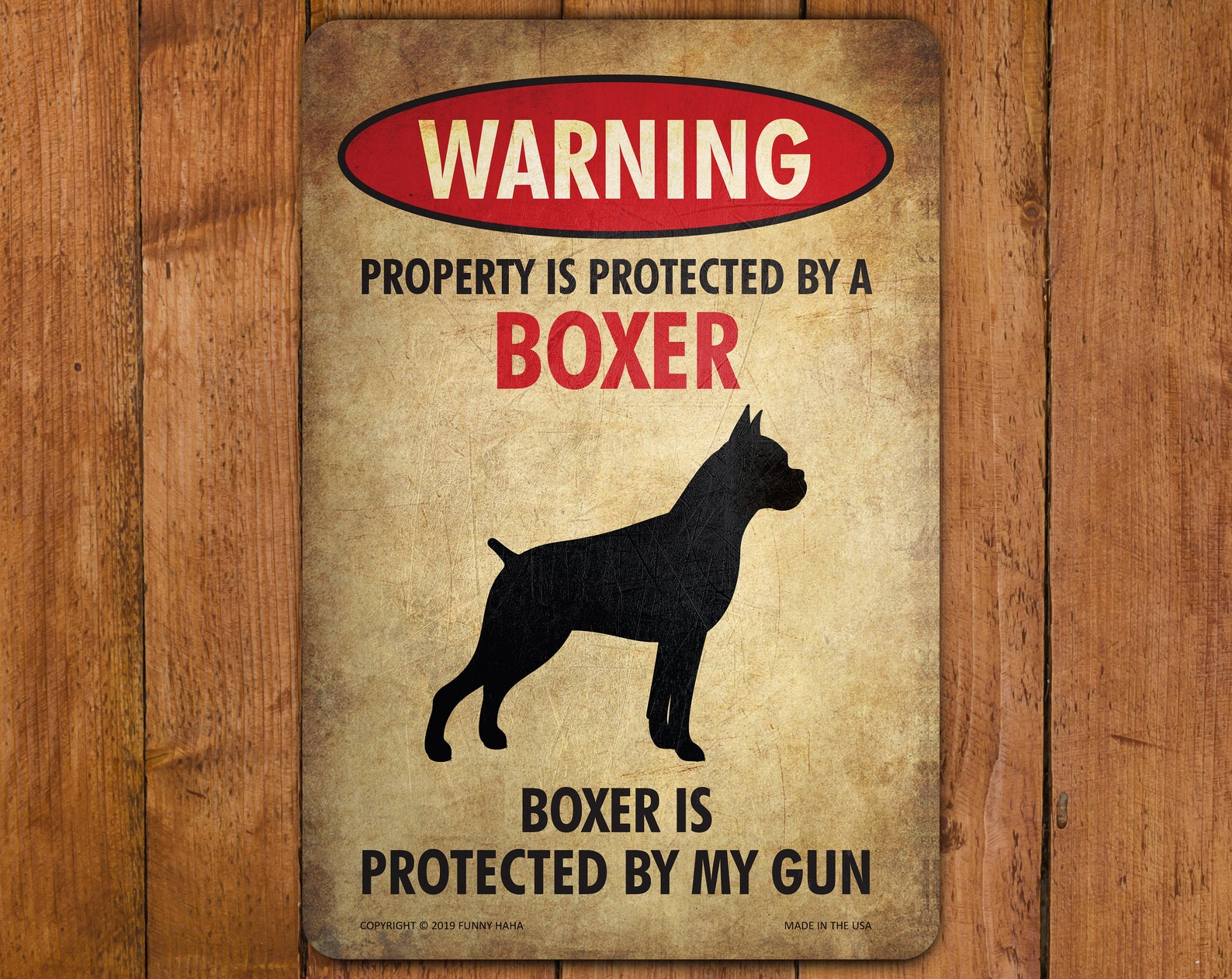 Boxer Sign Funny Beware of Dog Sign Property Protected by - Etsy Finland