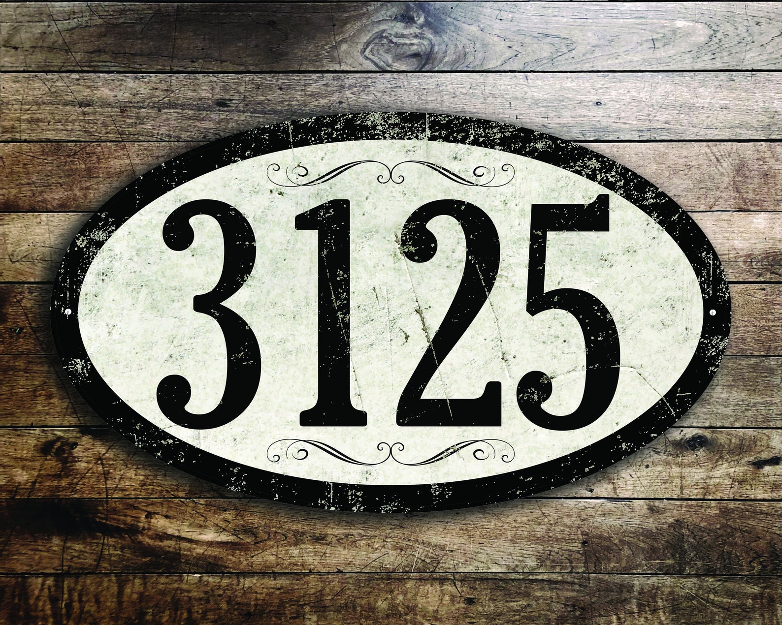 Custom Oval Metal Address Sign Vintage-style With Weathered Appearance ...