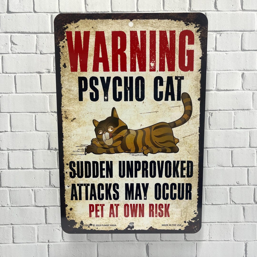 Psycho Cat Funny Metal Sign Perfect Gift for Cat Lovers - Etsy