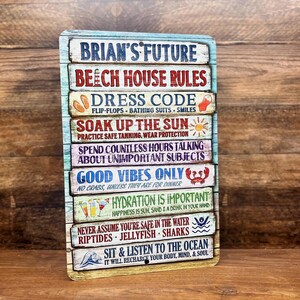 Beach House Rules Sign | Funny Vacation Home Decor | Personalized ...