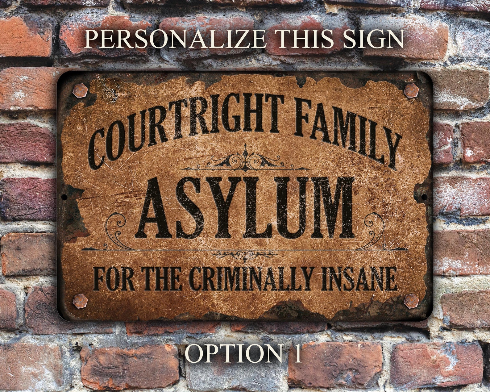 Custom Insane Asylum Sign Personalized Halloween Decor Rusty - Etsy