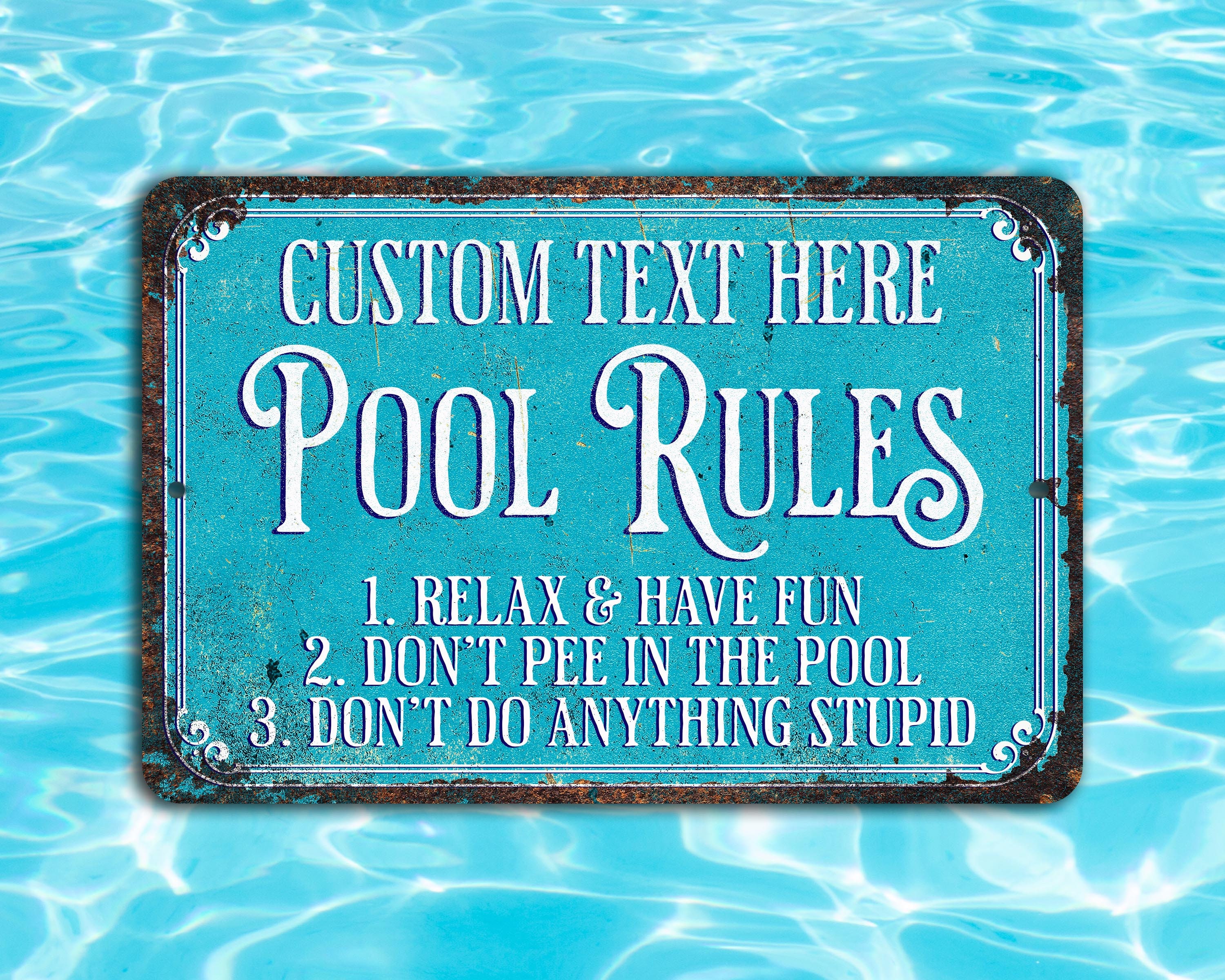 Three Simple Pool Rules Personalized Metal Sign Fun Pool - Etsy
