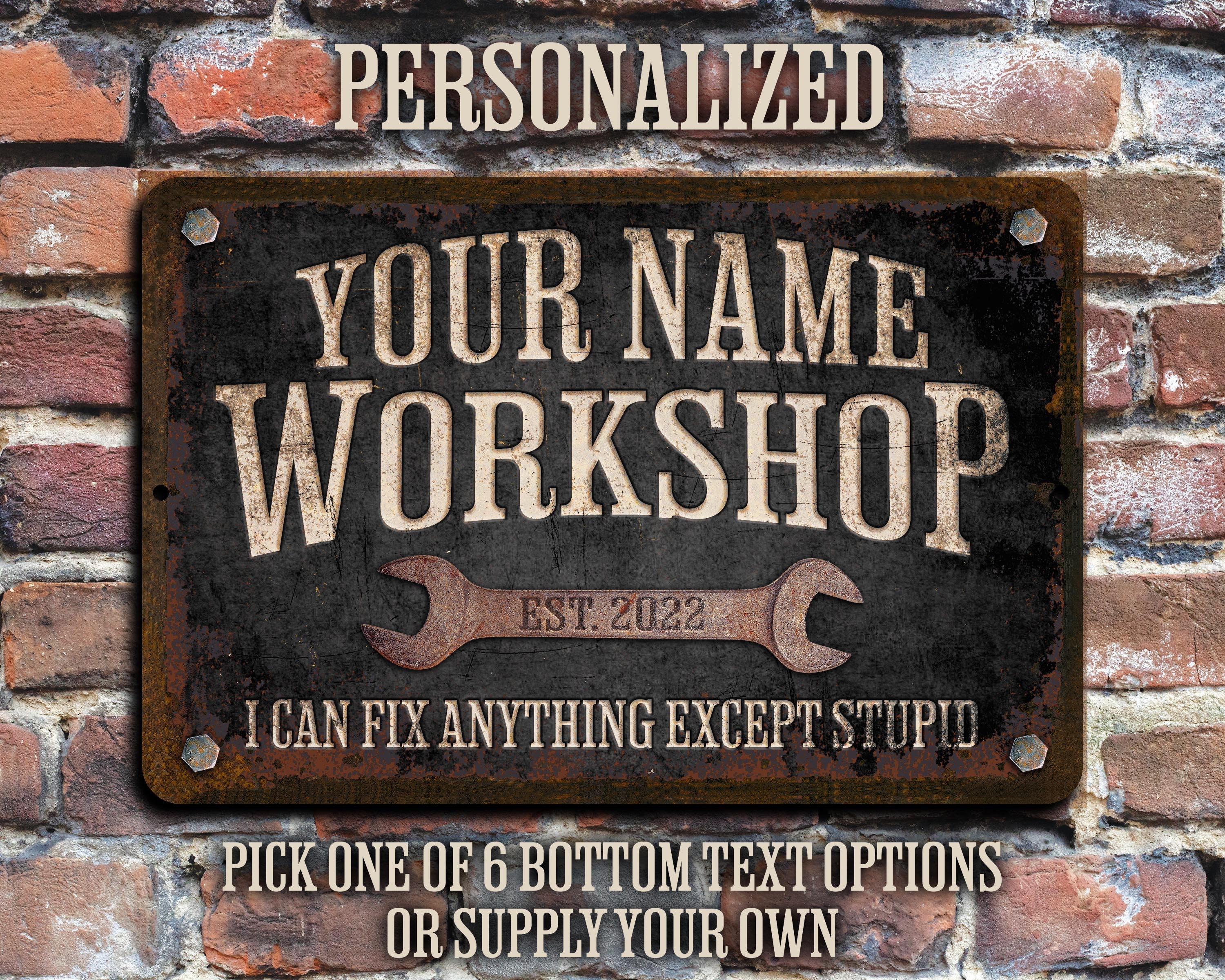 Custom Workshop Sign Dad's Workshop Metal Garage Sign - Etsy