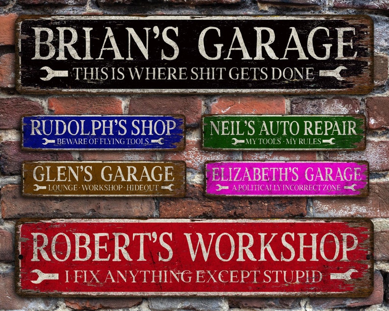Personalized Garage Sign Custom Workshop Decor Auto Repair - Etsy