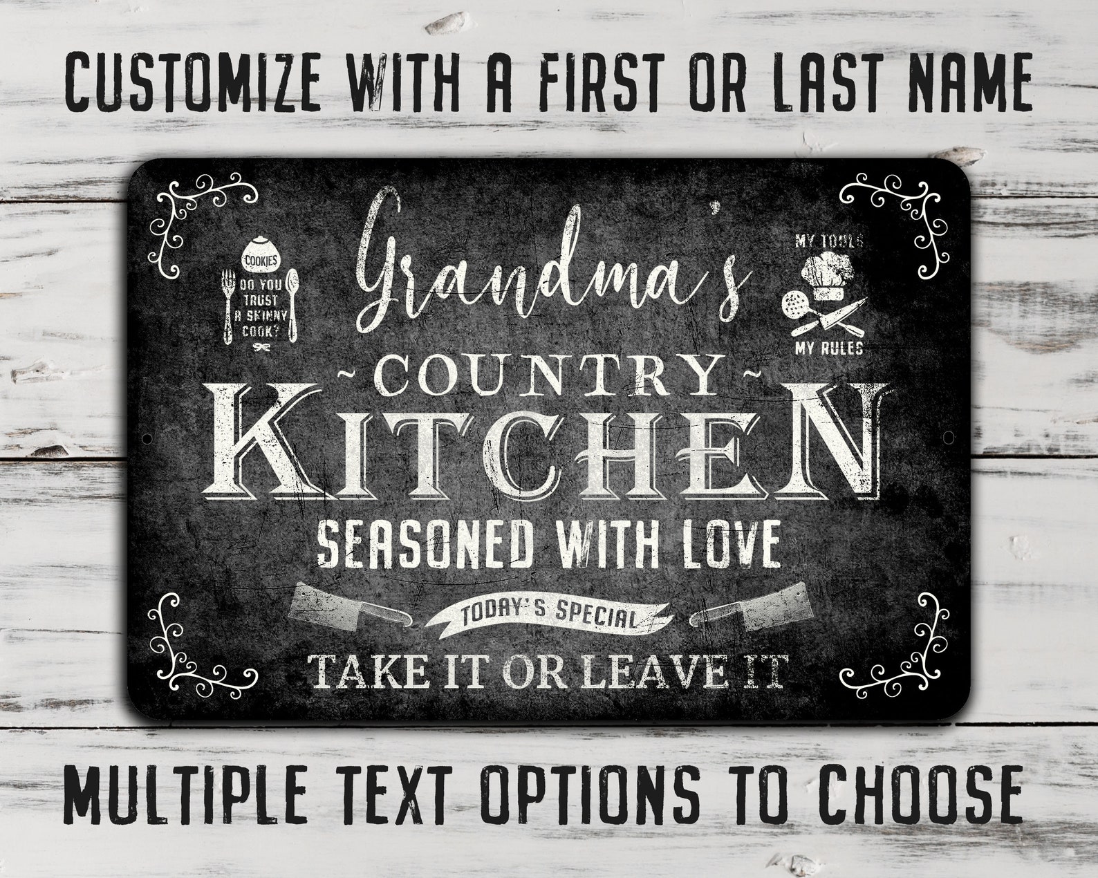 Custom Kitchen Sign Rustic Black Country Kitchen Metal Sign - Etsy