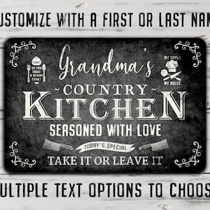 Custom Kitchen Sign, Rustic Black, Country Kitchen Metal Sign - 12 X 18 ...