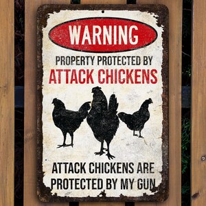 Chicken Coop Sign | Attack Chicken Sign | Guard Chickens on Duty | Hen ...