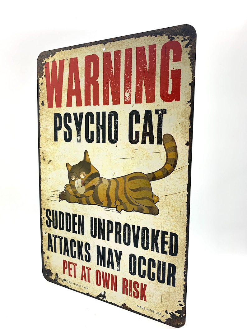 Psycho Cat Funny Metal Sign Perfect Gift for Cat Lovers - Etsy
