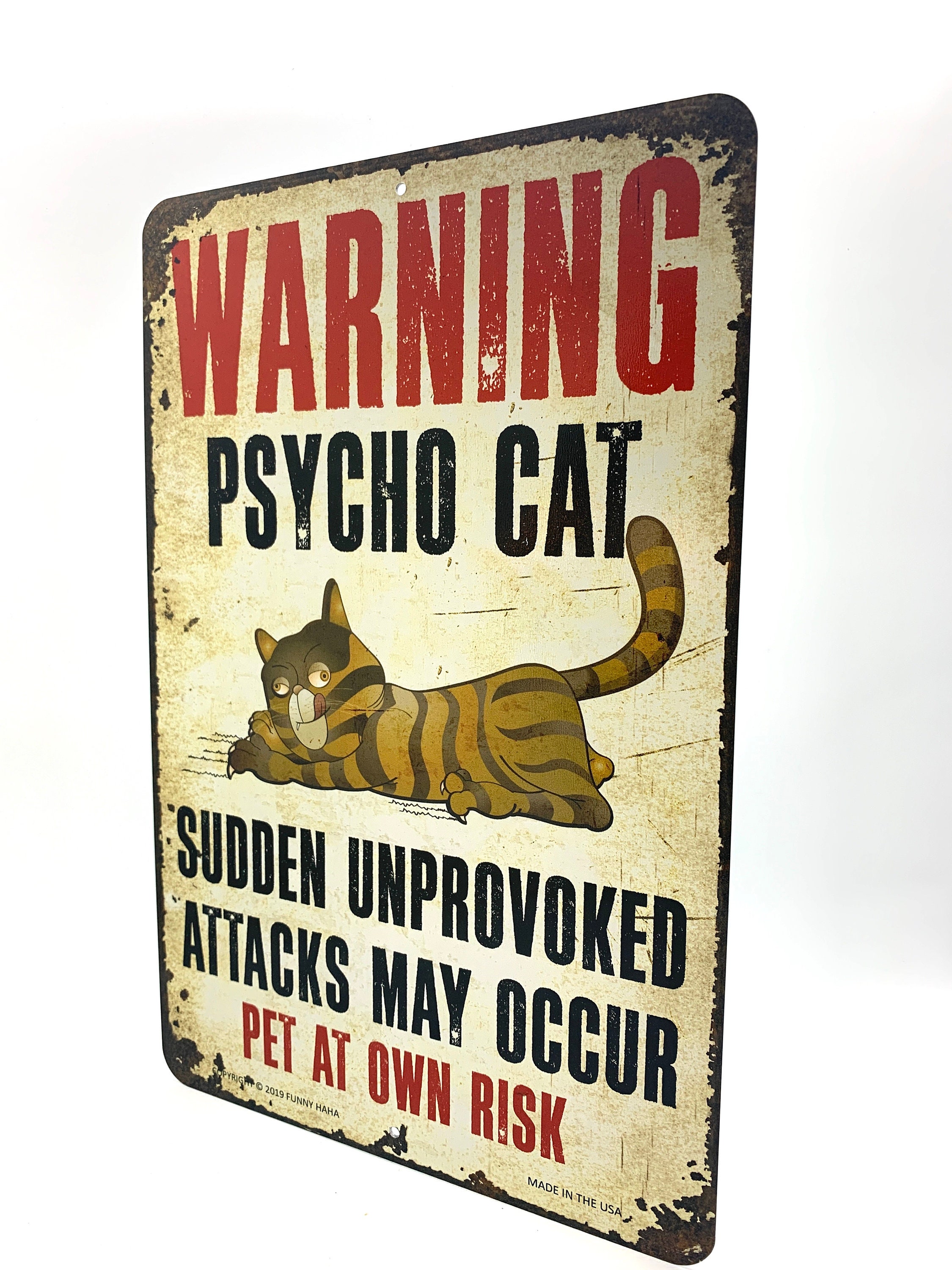 Psycho Cat Funny Metal Sign Perfect Gift for Cat Lovers - Etsy