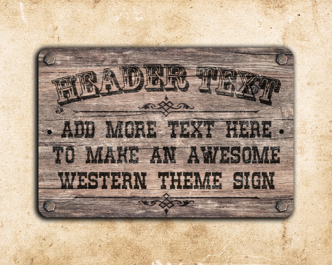 Custom Western Style Metal Sign With YOUR TEXT - Etsy