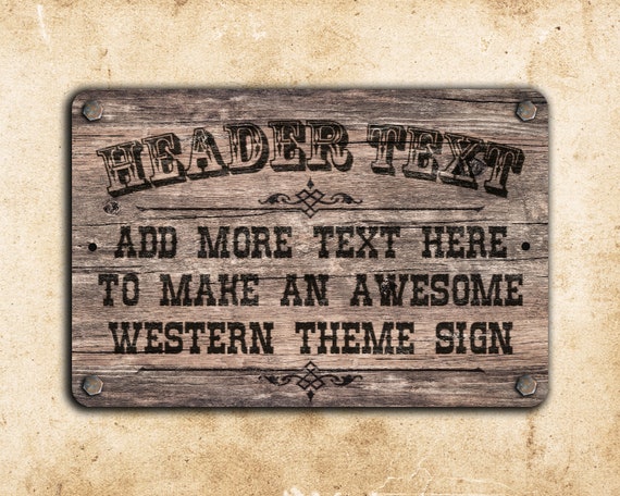 Custom Western Style Metal Sign With YOUR TEXT - Etsy