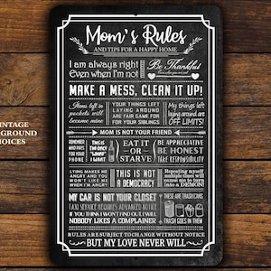 Mom's House Rules Funny Metal Sign - Etsy