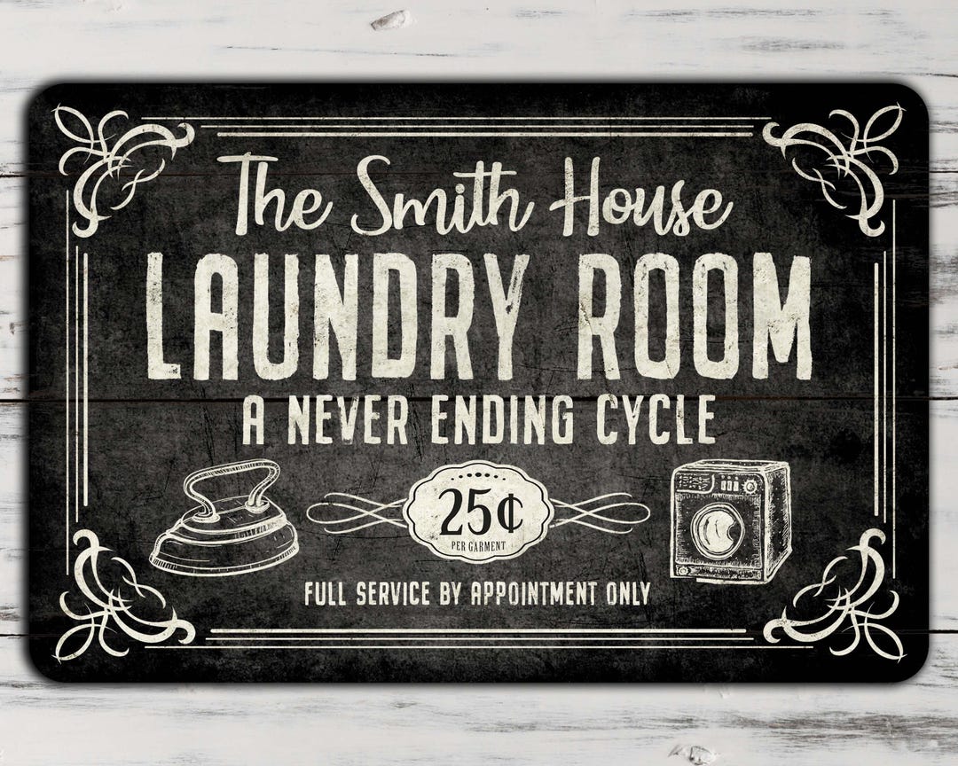 Vintage Black Laundry Room Metal Sign - Etsy