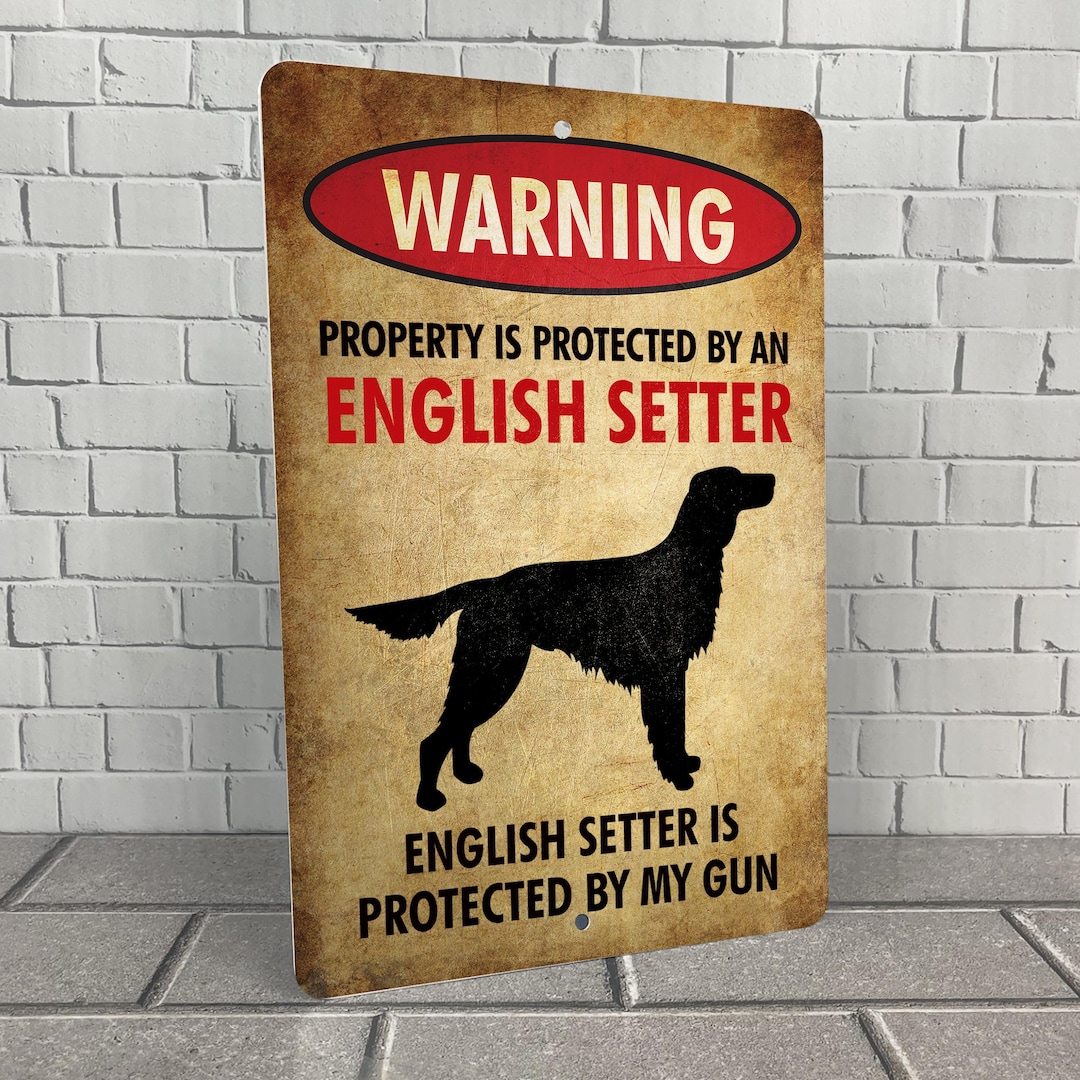 English Setter Warning Sign: Property Protected - Funny Metal Sign - Etsy