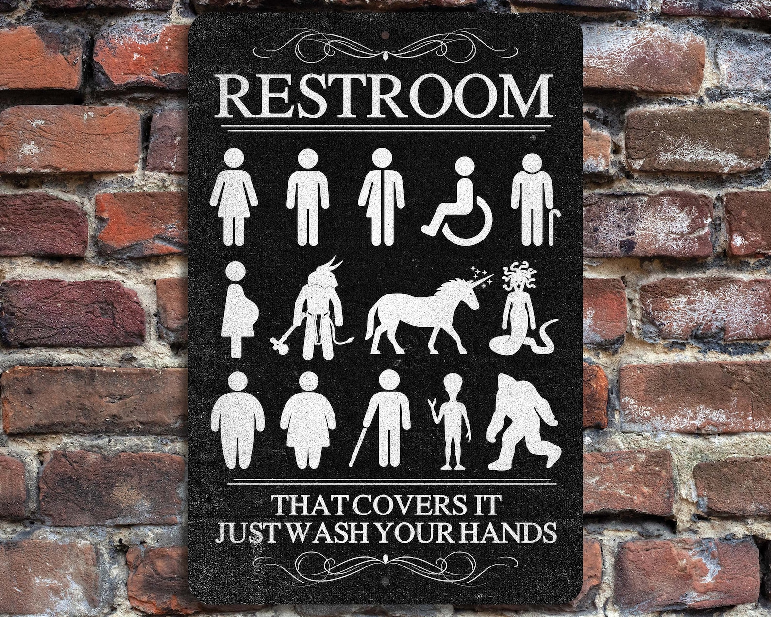 Restroom Door Sign Bathroom Door Sign Funny Metal Sign - Etsy