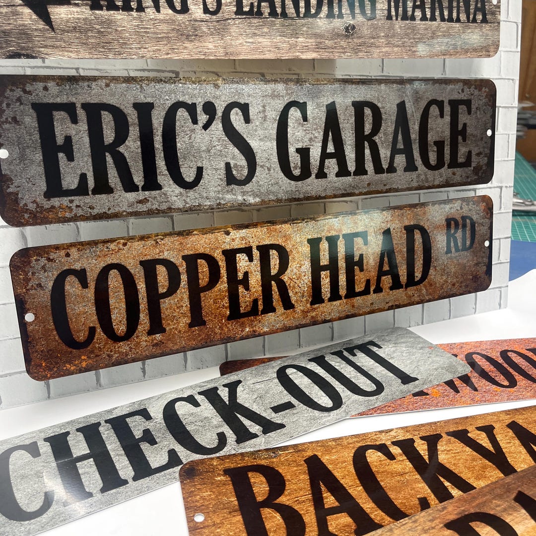 Custom Street Sign Rusty Wood Stone Right or Left Arrow - Etsy