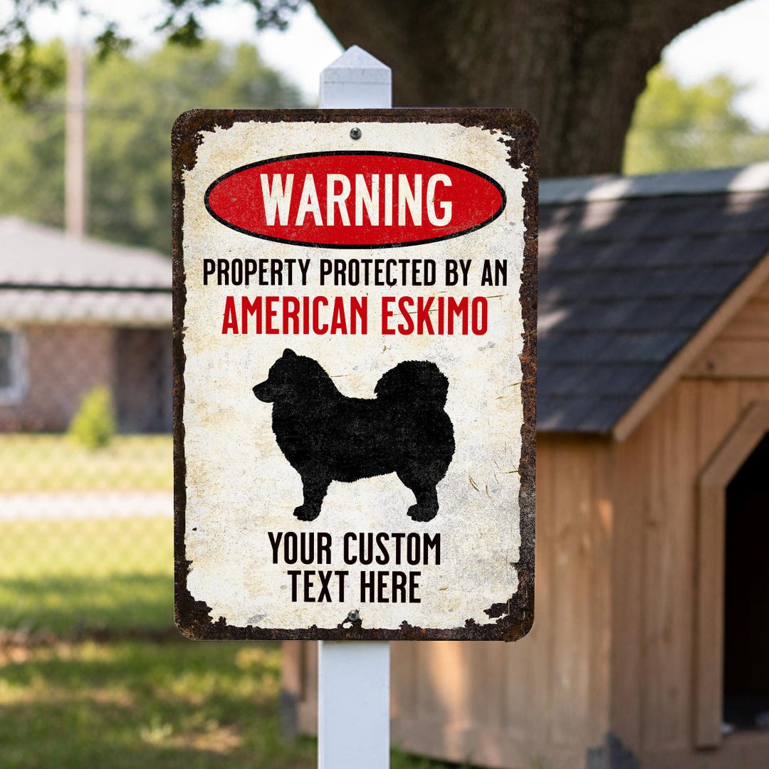 American Eskimo Sign: Beware of Dog Outdoor Metal Yard Decor - Etsy