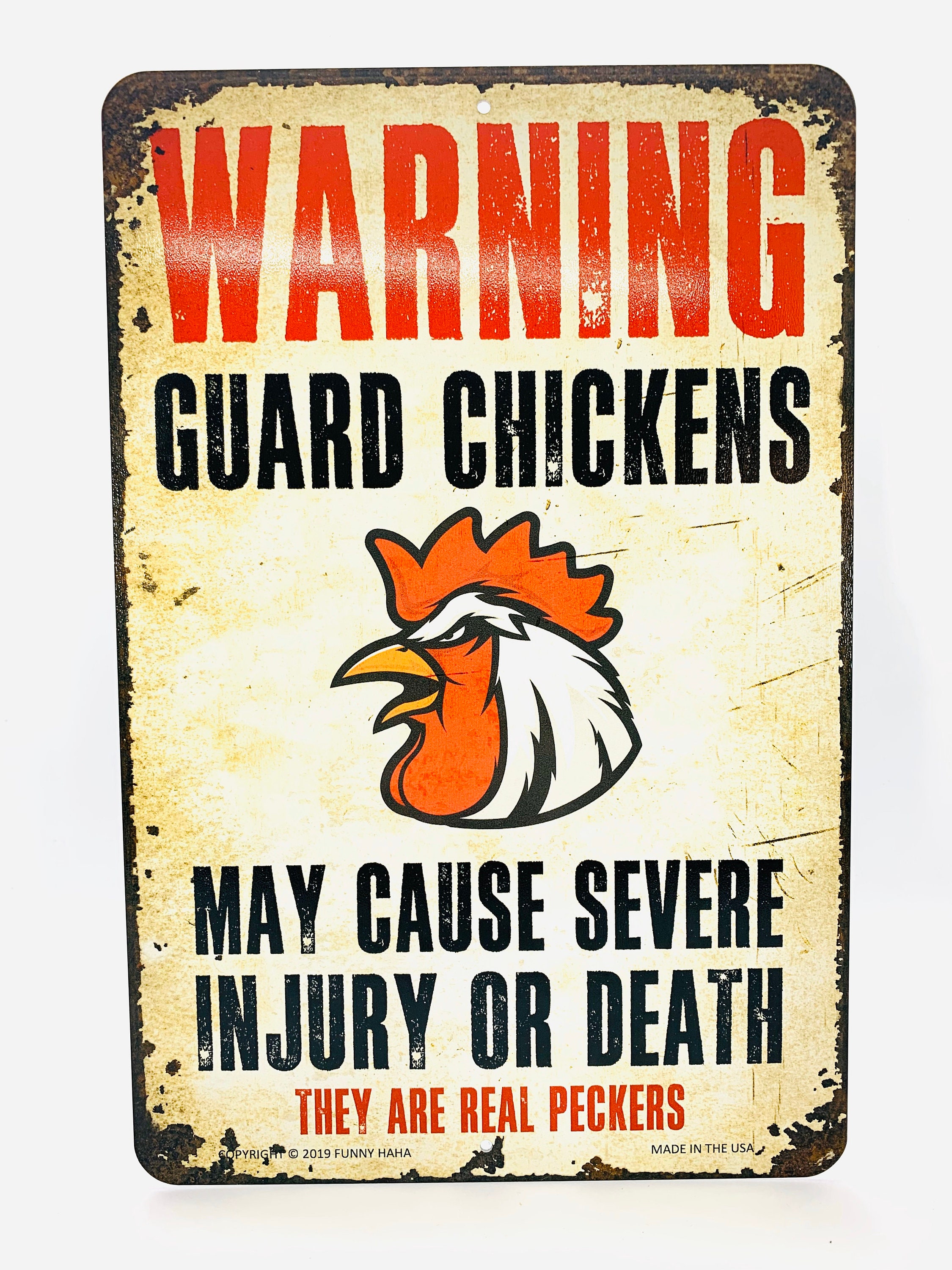 Warning Guard Chickens - Funny Metal Chicken Coop Sign - Etsy