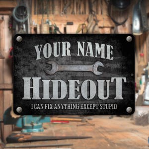 Custom Garage Sign, Personalized Workshop Sign, Can't Fix Stupid ...