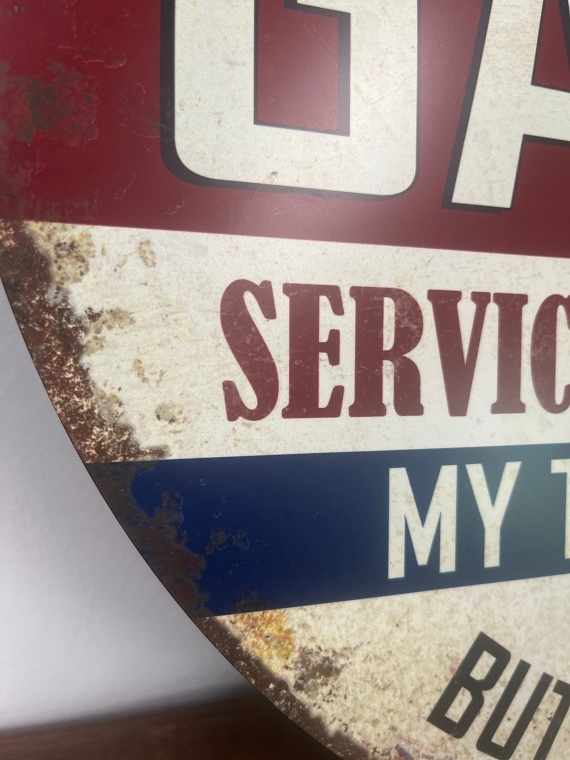 Personalized Round Garage Sign: Vintage Style Workshop Decor - Etsy