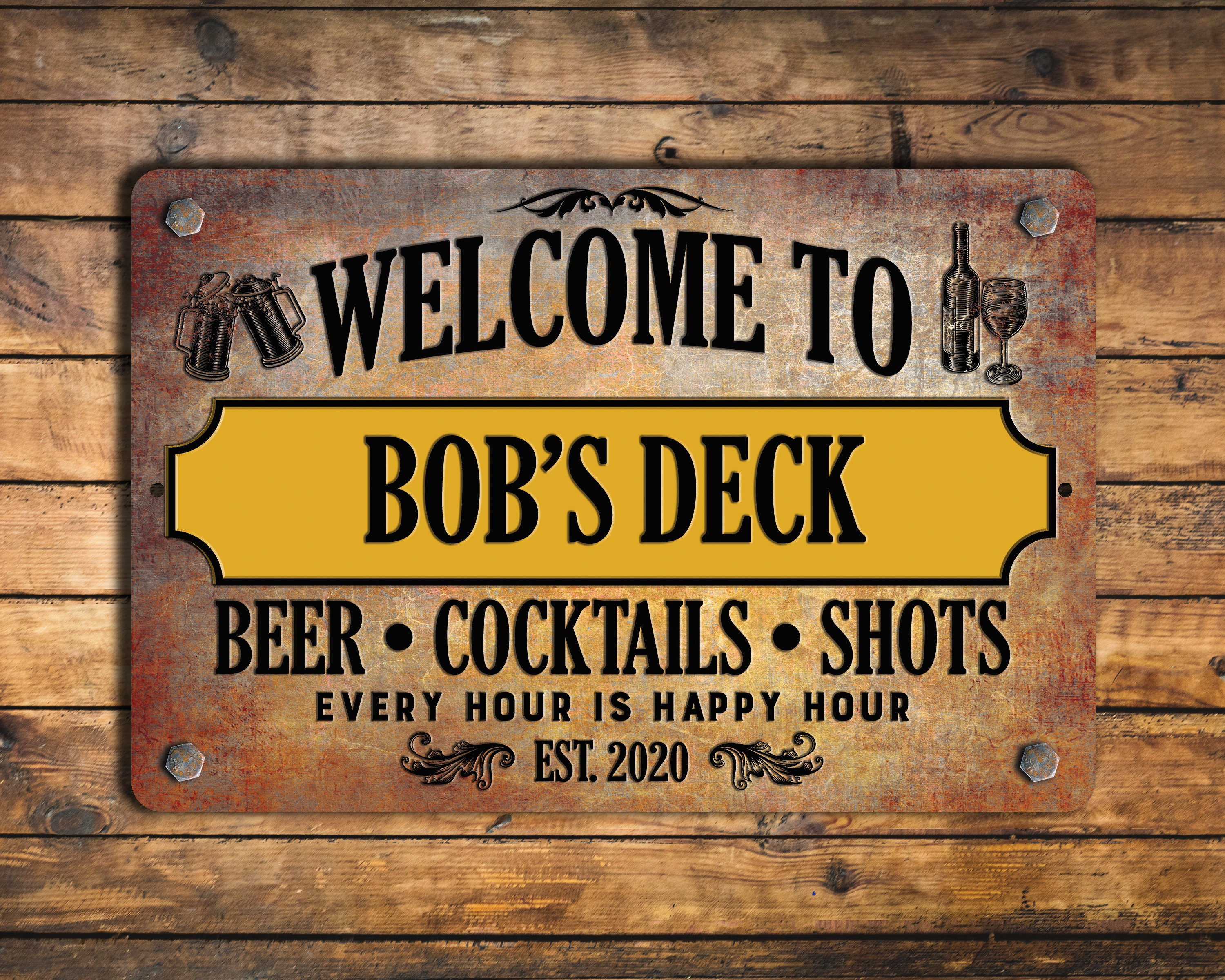 Custom Vintage Style Metal Bar Sign - Etsy