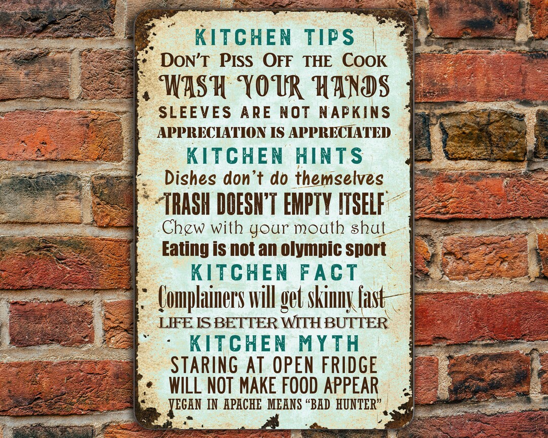 Kitchen Tips Antique-style Funny Metal Sign - Etsy