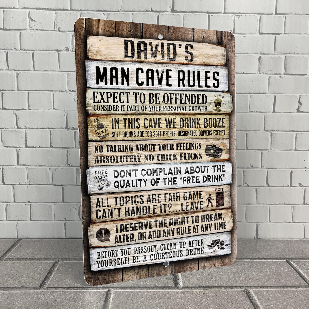 Personalized Man Cave Rules Sign: Funny Bar Decor Gift - Etsy