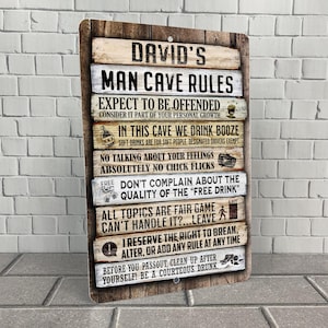 Personalized Man Cave Rules Sign: Funny Bar Decor Gift - Etsy