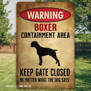 Boxer Sign, Funny Metal Dog Sign, Warning Say a Prayer, Outdoor Beware ...