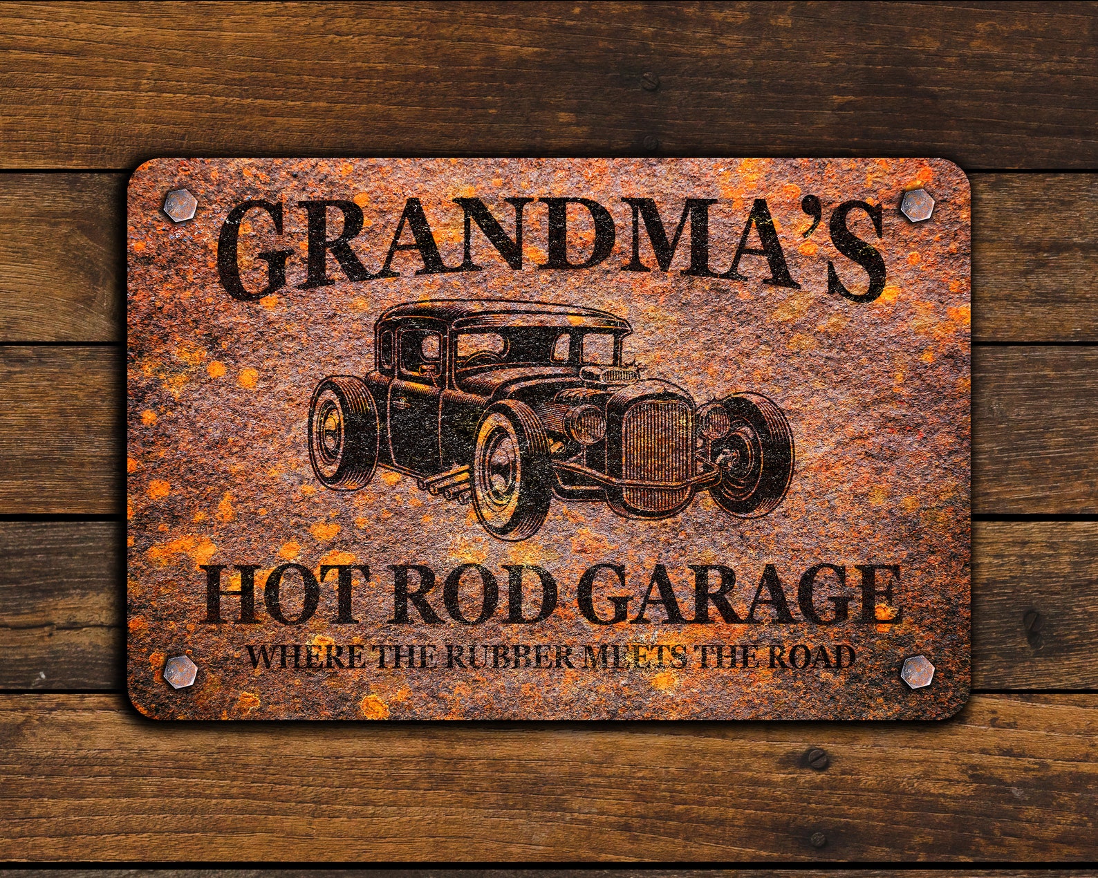 Custom Rusty Design Hot Rod Garage Metal Sign - Etsy