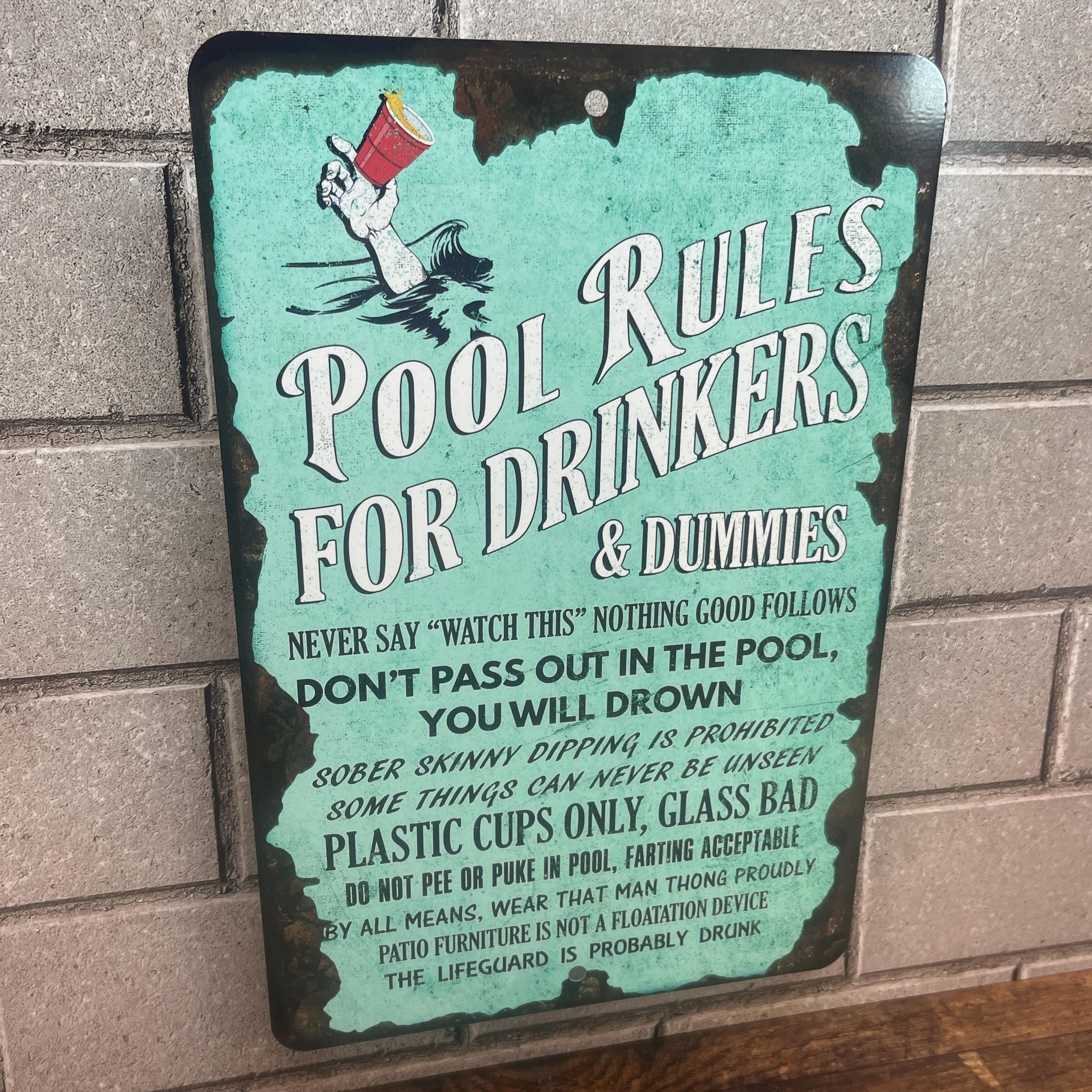 Funny Pool Rules Metal Sign: Rustic Poolside Decor - Etsy