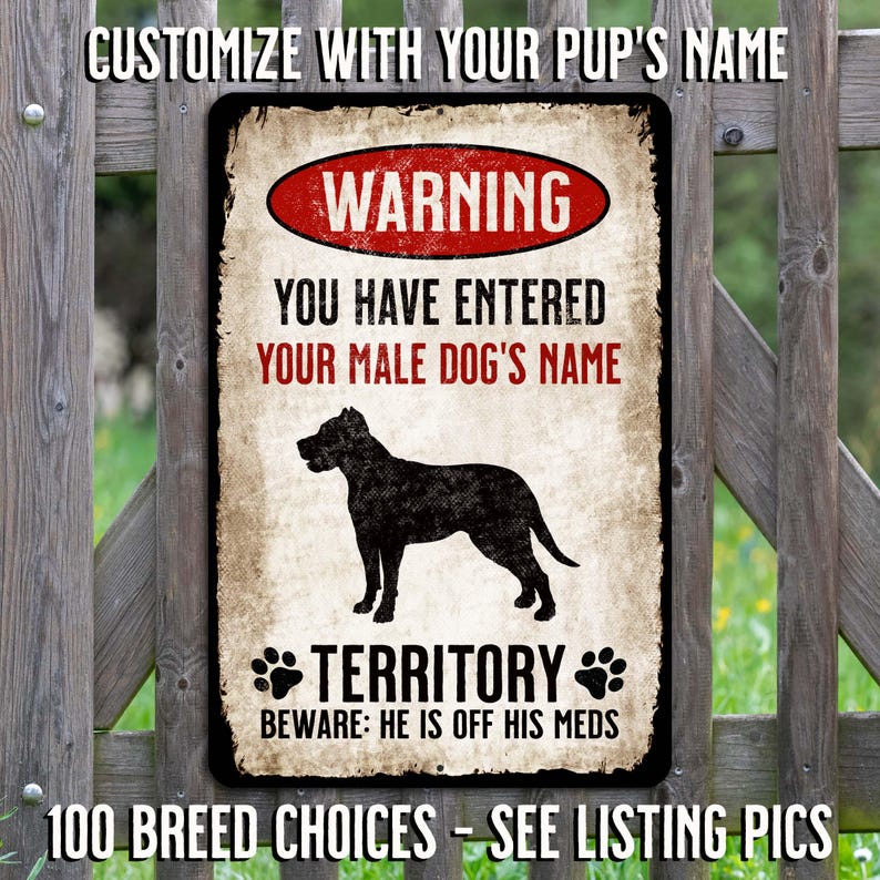 Personalized Dog Breed Warning Sign: Funny Dog Territory Decor - Etsy