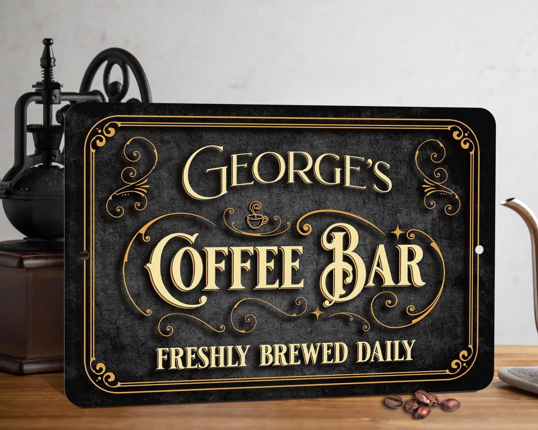 Coffee Bar Sign | Vintage Design | Personalized Metal Sign - Etsy