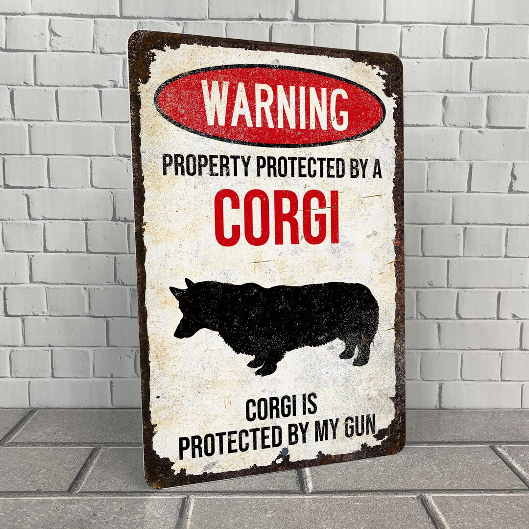 Corgi Sign | Beware of Dog Aluminum Sign | Funny Corgi Decor | Corgi ...