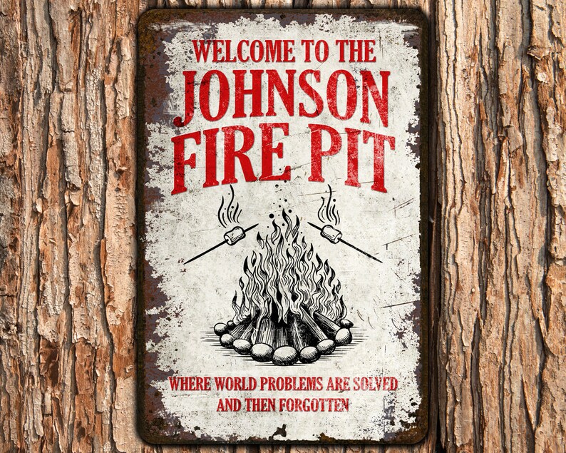 Custom Fire Pit Weathered Appearance Metal Sign - Etsy