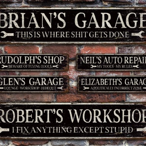 Personalized Garage Sign, Custom Workshop Decor, Auto Repair Metal Sign ...