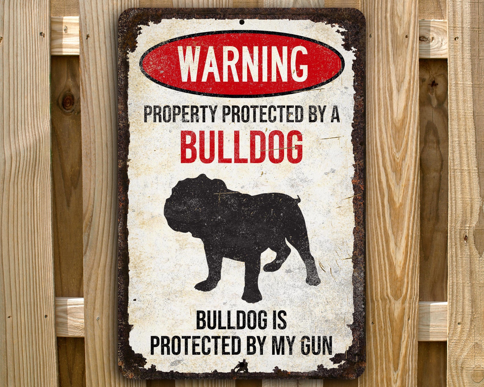 Bulldog Sign Beware of Dog Aluminum Sign Funny Bulldog - Etsy