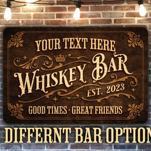 Bar Sign Retro Vintage Style Personalized Aluminum Plaque for Home Bar ...