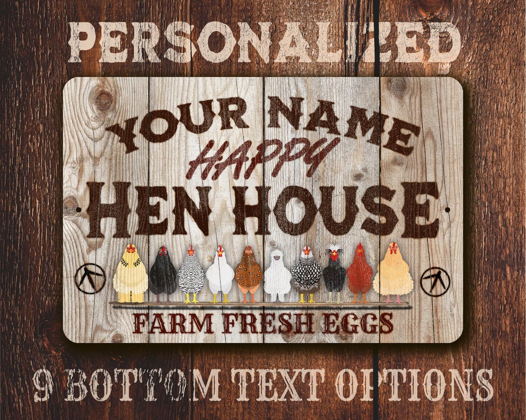 Happy Hen House Sign Chicken Coop Swag Personalized Vintage Design ...