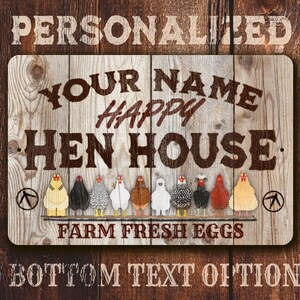 Happy Hen House Sign Chicken Coop Swag Personalized Vintage Design ...
