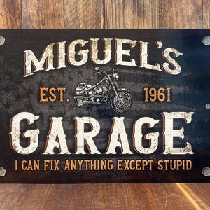 Motorcycle Garage Sign Custom Cycle Shop Vintage Black With American ...