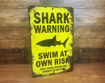 Shark and Jellyfish Funny Metal Sign Orange - Etsy