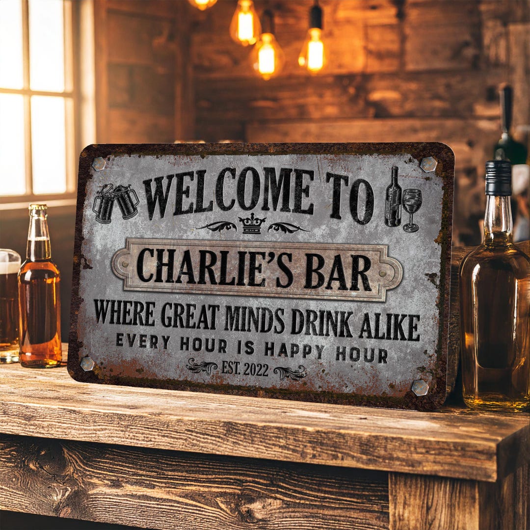 Personalized Bar Sign: Vintage Rusted Steel Design - Etsy