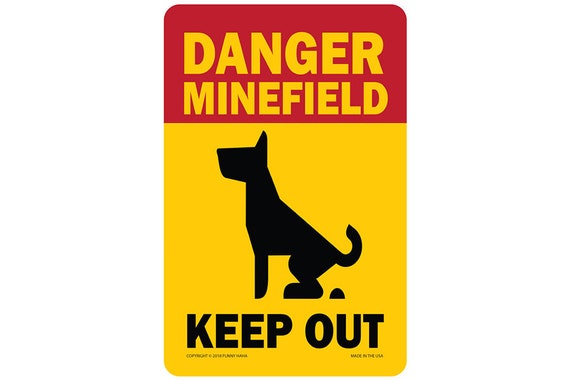 Funny Dog Sign Danger Minefield Poop Zone Metal Sign | Etsy