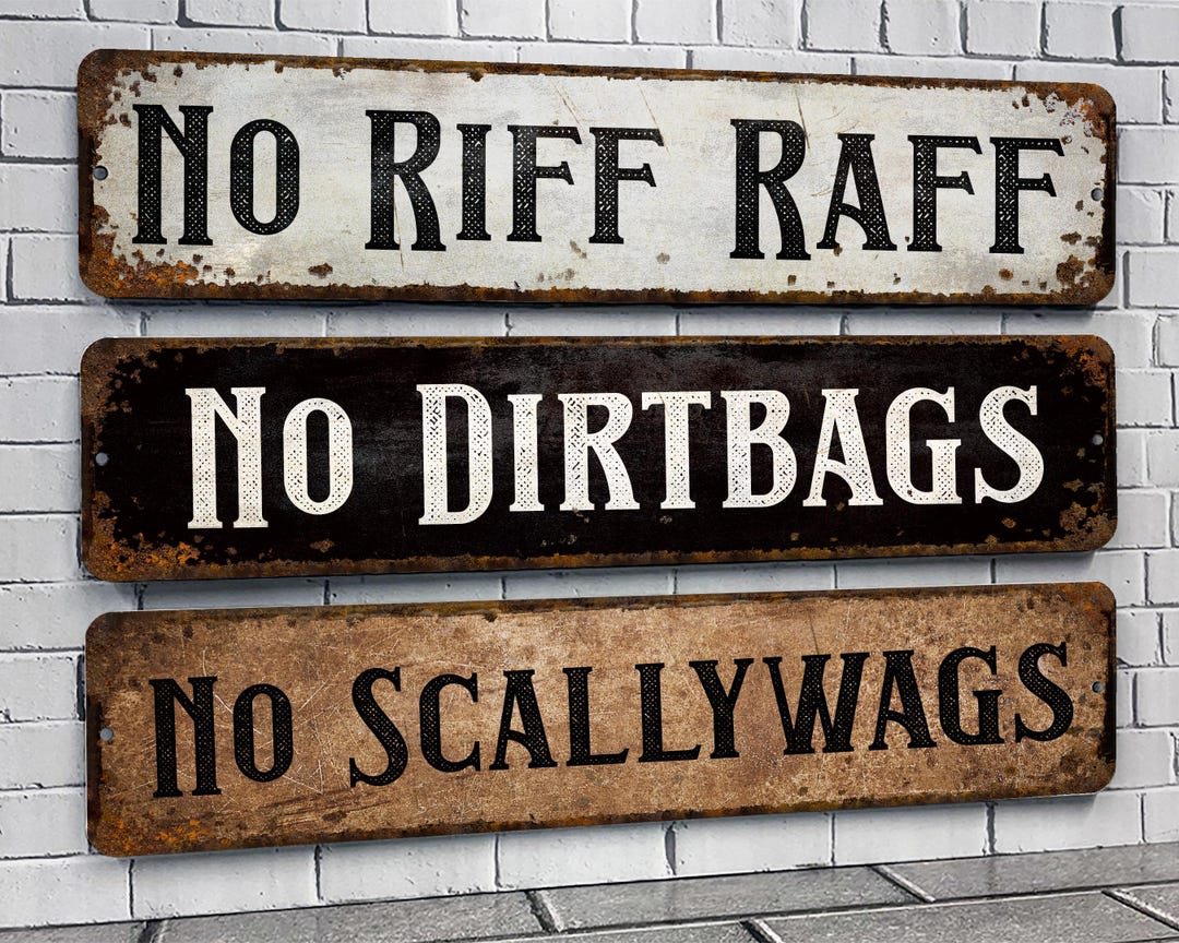 No Riff Raff Sign: Vintage Style Metal Bar Decor (4x18 Inches) - Etsy