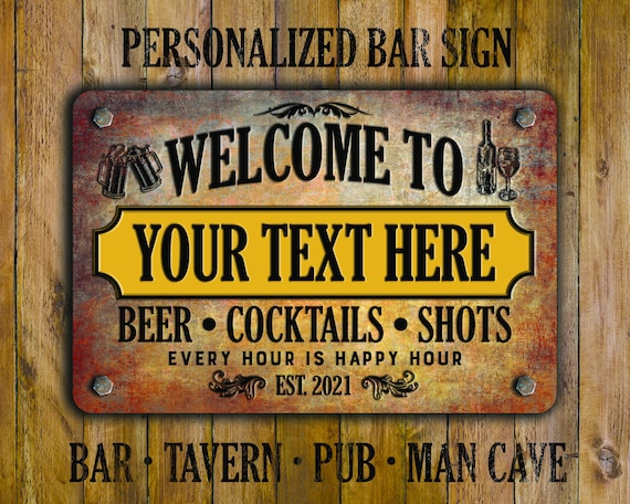 Custom Vintage Style Metal Bar Sign - Etsy