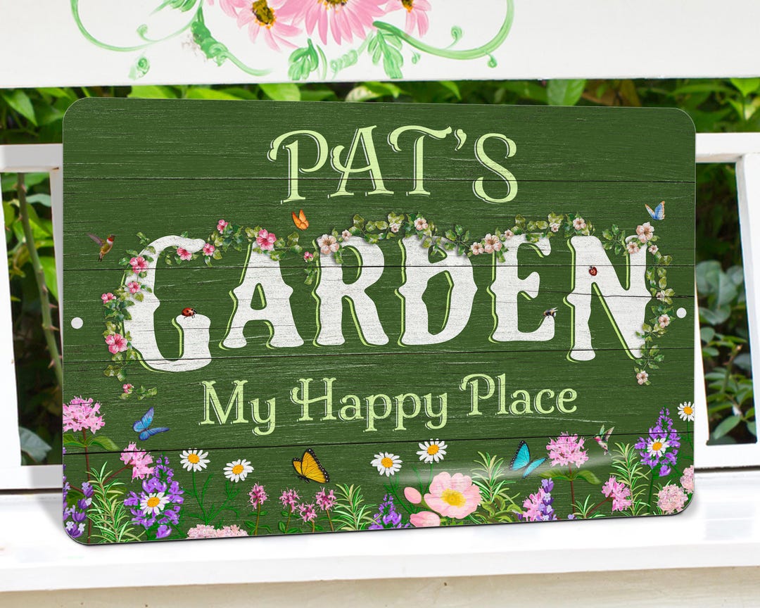 Personalized Flower Garden Sign: Weathered Wood Design, Metal Garden ...